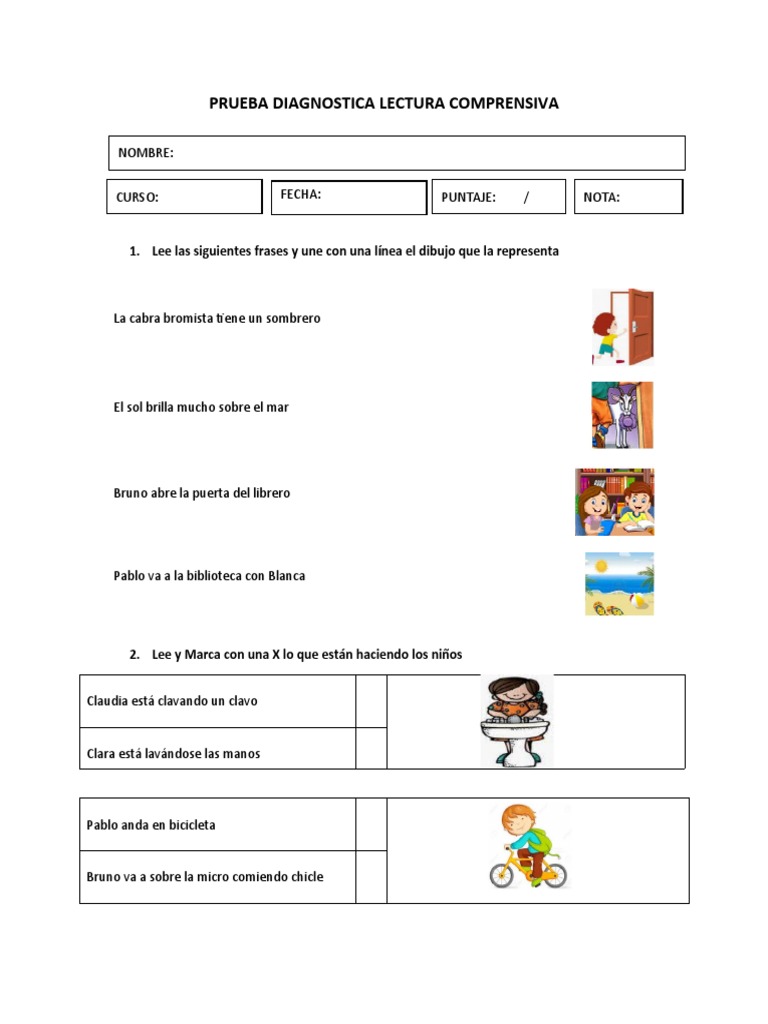 Prueba de comprensión lectora | PDF