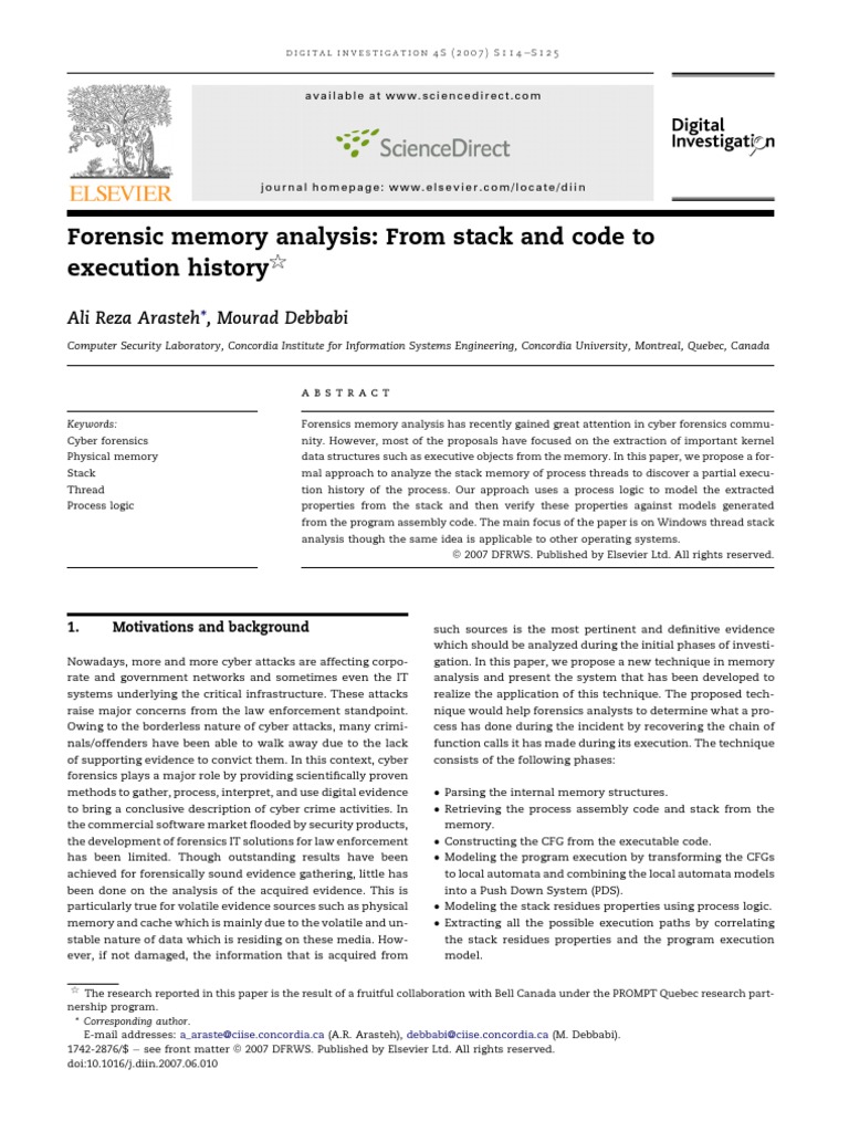 Forensic Memory Analysis - From Stack and Code To Execution History | PDF | Computer Program ...