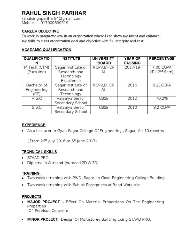 Rahul Singh New Resume | PDF | Behavior Modification | Learning