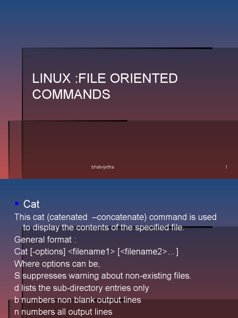 File Oriented Commands In Linux Pdf Computer File File Format