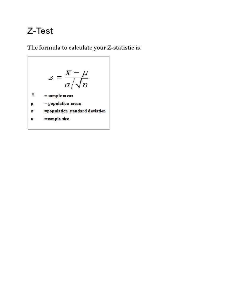 Z Test | PDF