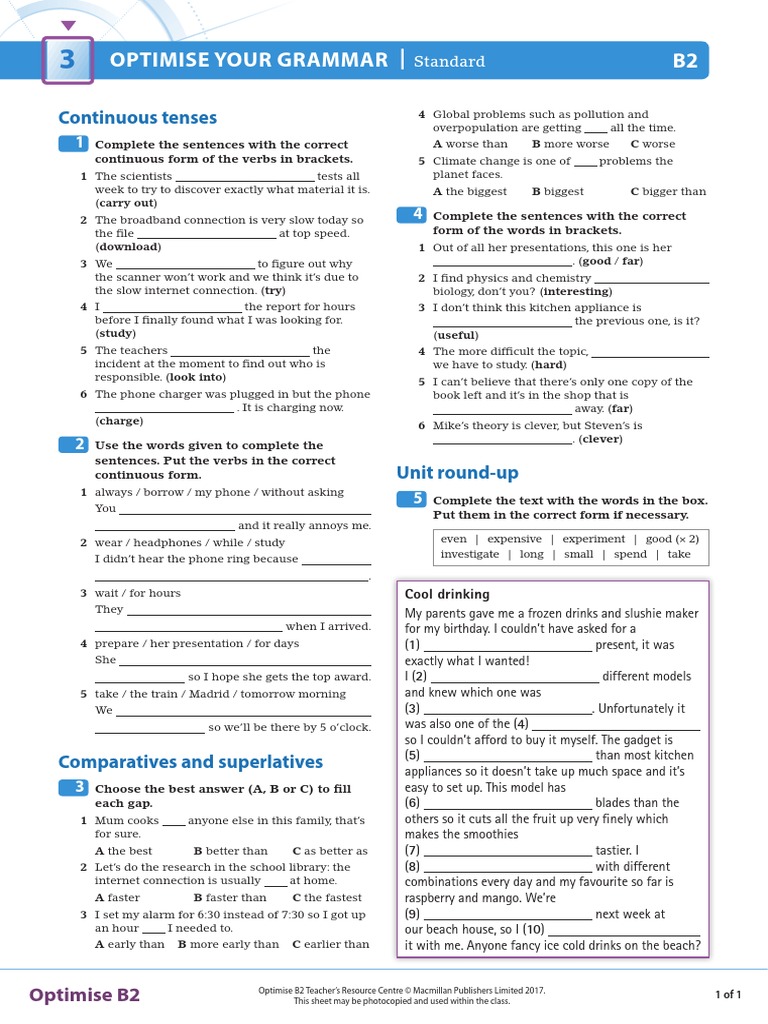 OPT B2 U03 Grammar Standard PDF | PDF