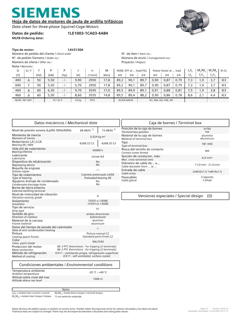 1LE1003-1CA03-4AB4 Datasheet Es en | PDF | Fuerza | Mecanica clasica