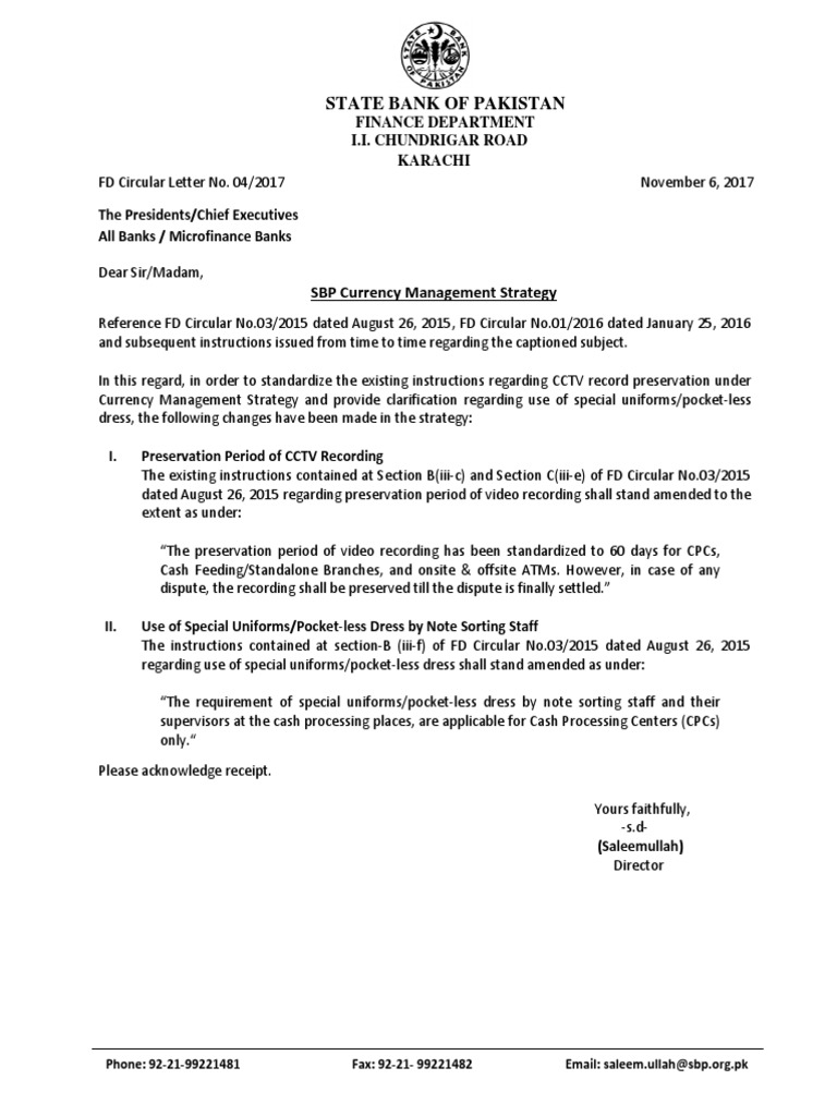 FD Circular Letter No 04 2017 | PDF | Financial Services | Money