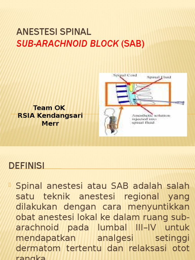 Anestesi Spinal Atau Sub-Arachnoid Block (SAB) | PDF