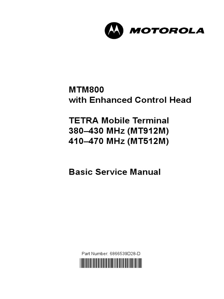 MTM800 Basic Service Manual 6866539D28-D PDF | PDF | Regulatory ...