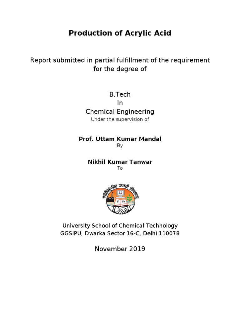 Acrylic Acid Production Overview | PDF | Catalysis | Chemical Reactor