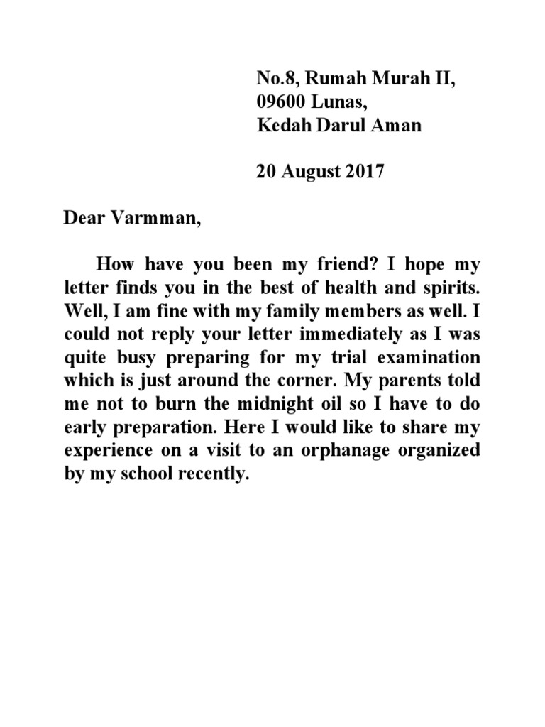 Letter To A Friend A Visit To An Orphanage | PDF