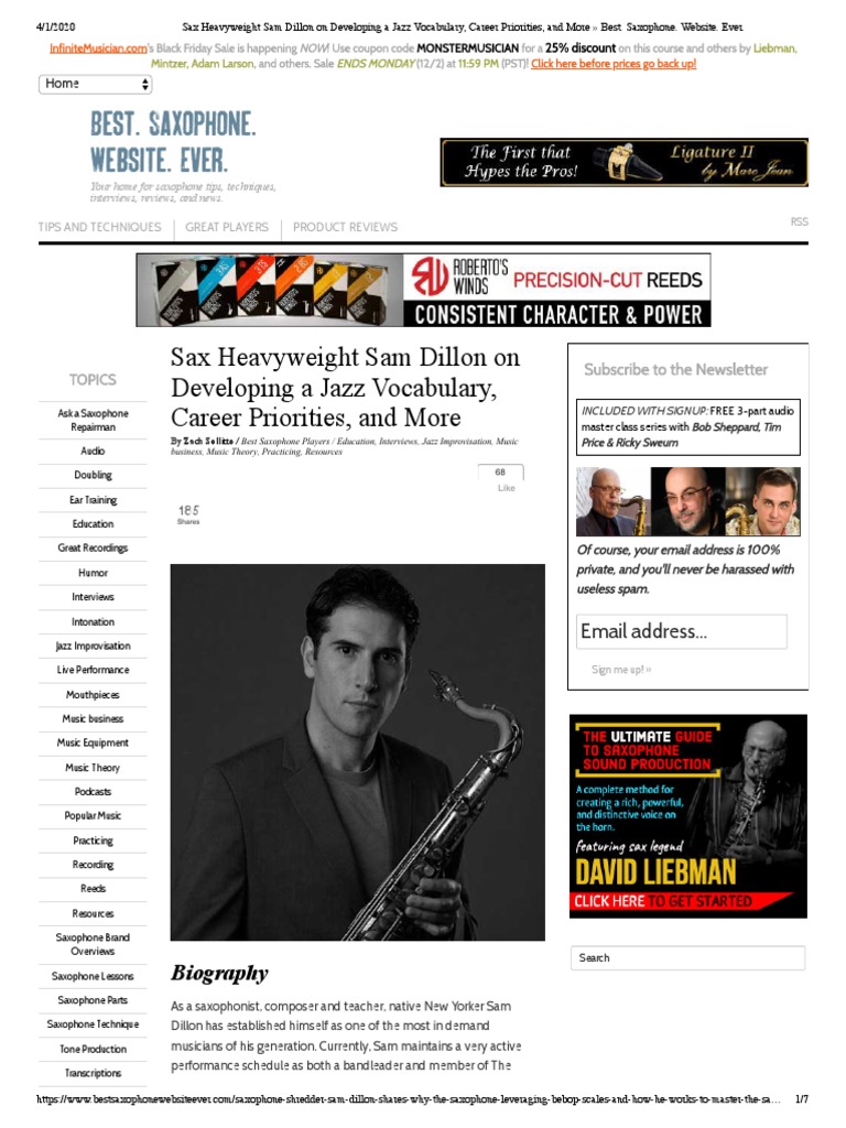 Sax Heavyweight Sam Dillon On Developing A Jazz Vocabulary, Career ...