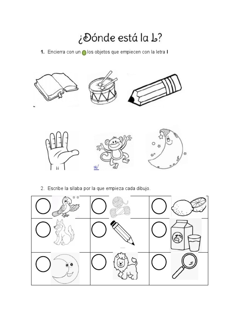 Actividades Con La Letra L | PDF