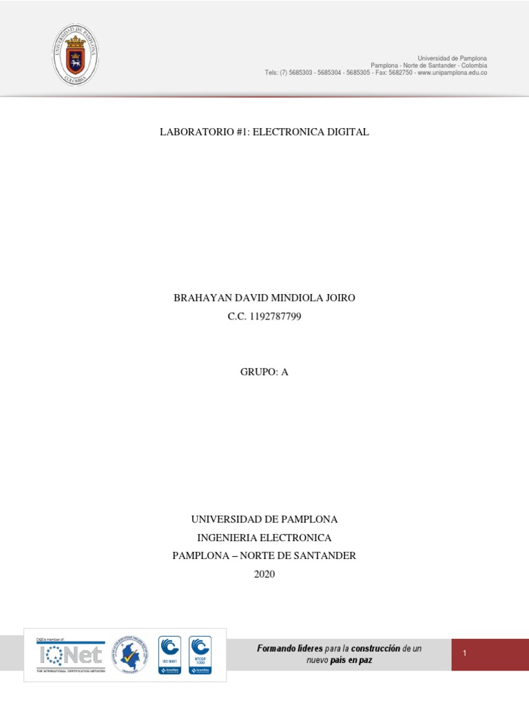 Laboratorio 1 Electronica Digital Pdf Pdf Tecnología Digital