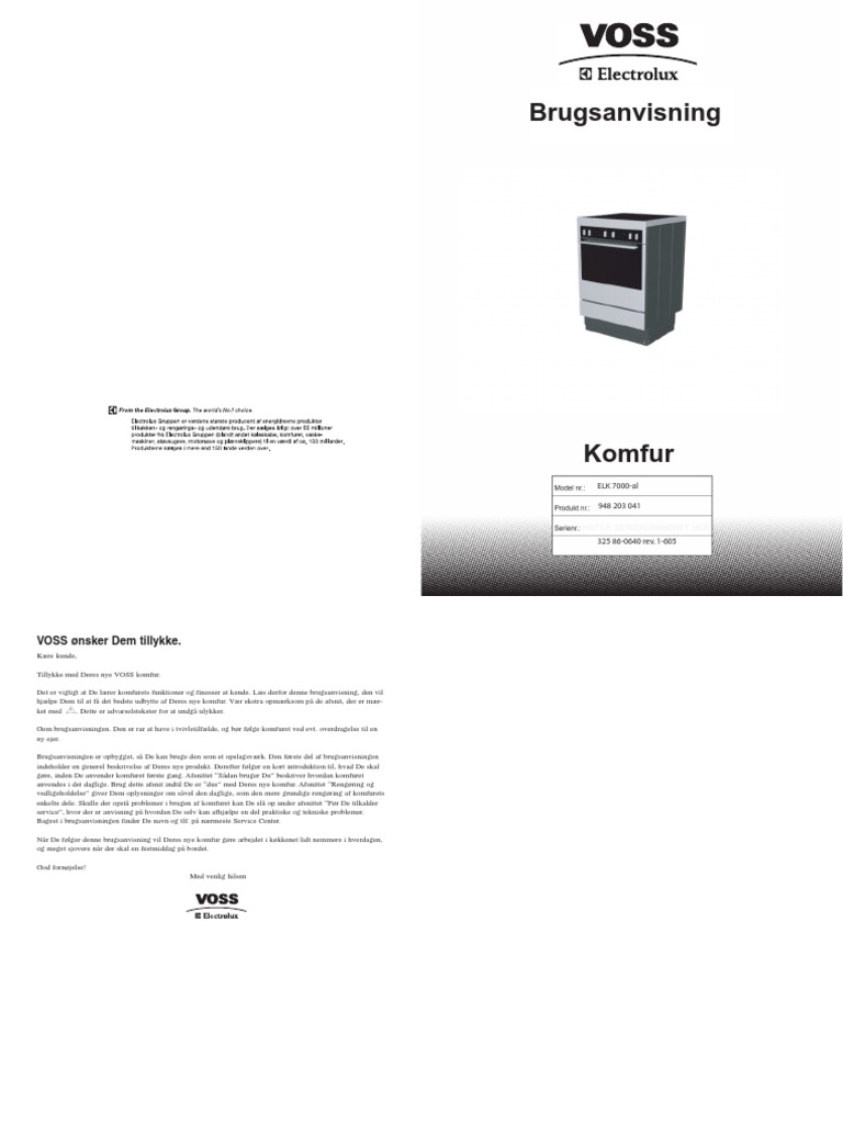 Voss Electric Stove Manual | PDF