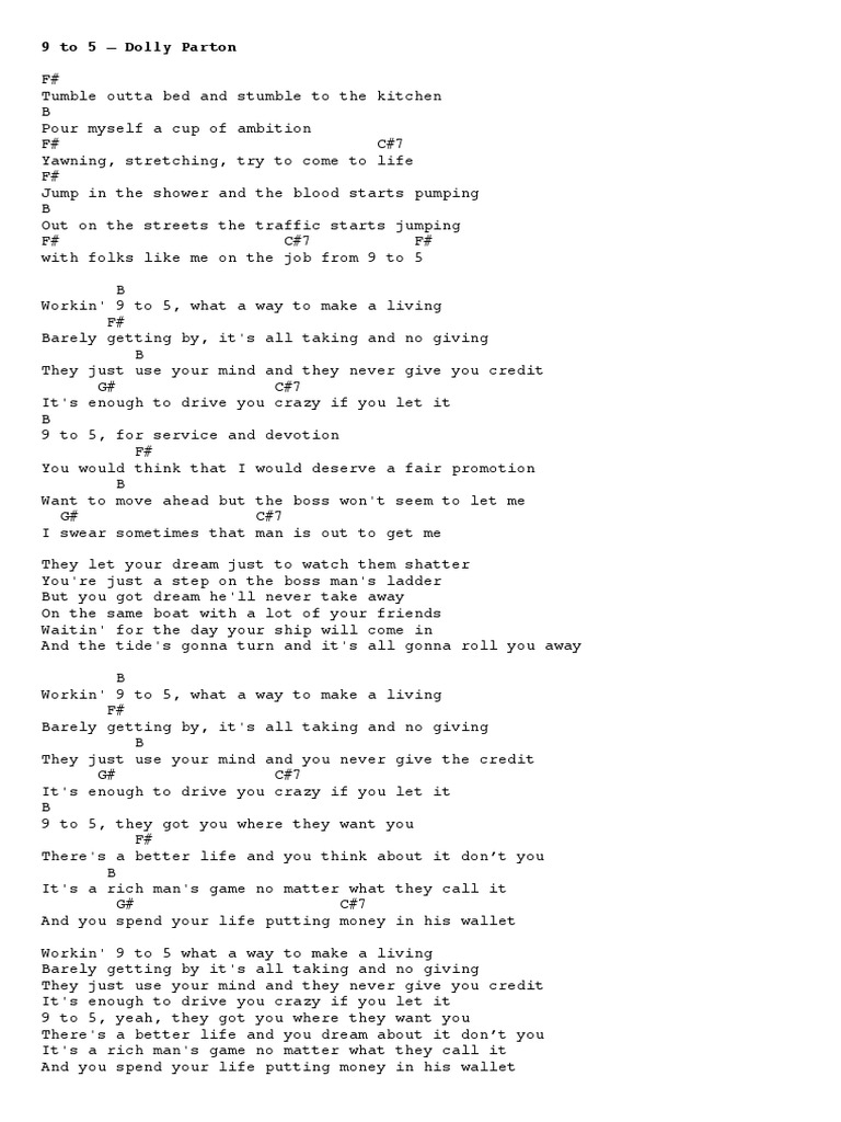 9 To 5 - Dolly Parton Chords PDF | PDF