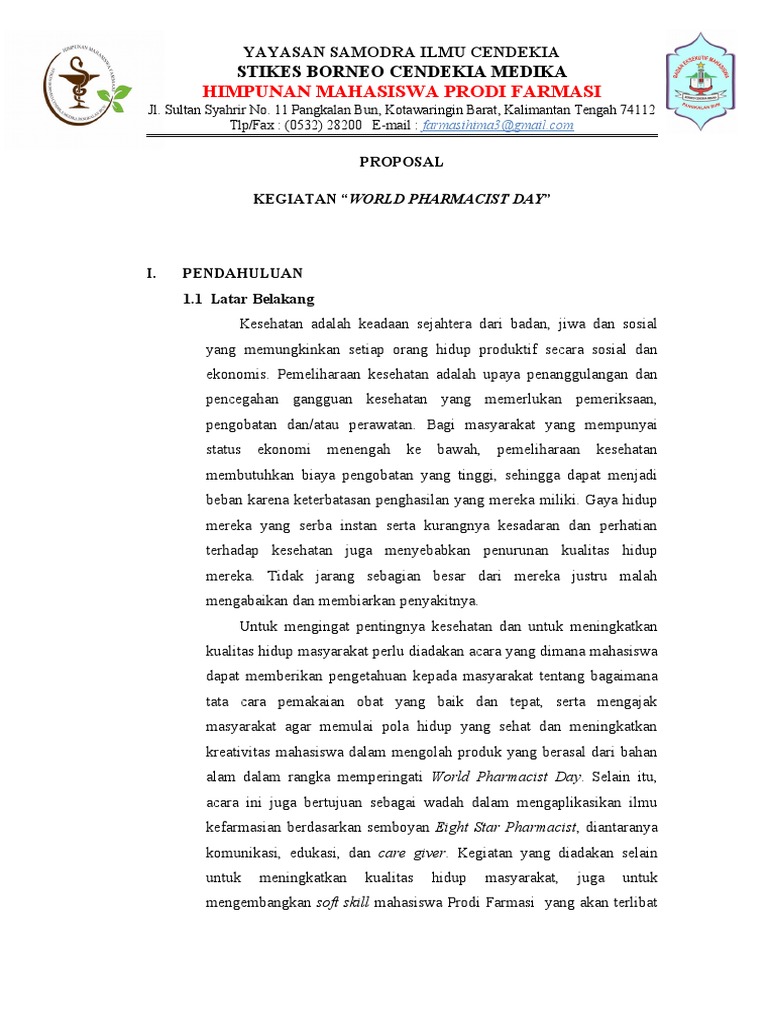 Proposal World Pharmacist Day 2017 | PDF