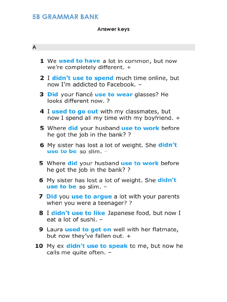 (Intermediate) 5B Grammar Bank | PDF