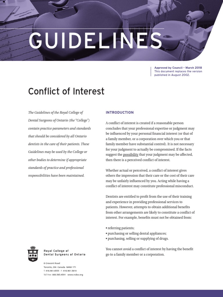 RCDSO Guidelines Conflict of Interest | Download Free PDF | Conflict Of ...
