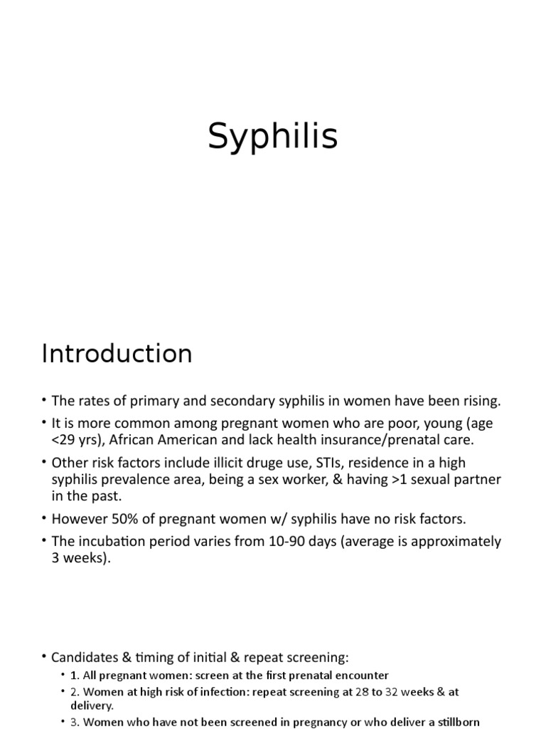 Syphilis Overview: Screening, Testing, and Treatment | PDF | Fetus ...