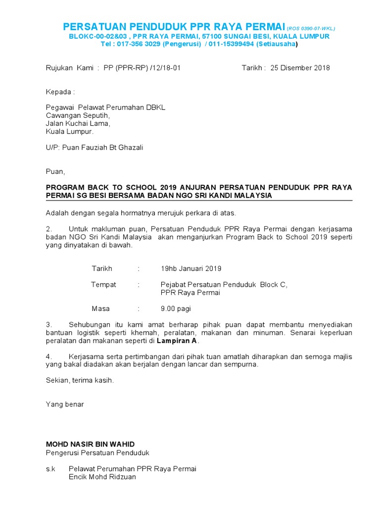 Program Back to School 2019 PPR Raya Permai | PDF