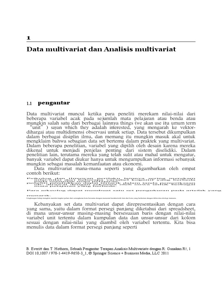Bab 1 (Translate) Everitt, B. Dan Hothorn, T. 2011. An Introduction To Applied Multivariate ...