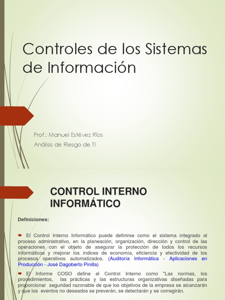 Control Interno Informático: Definiciones y Objetivos | PDF | La ...