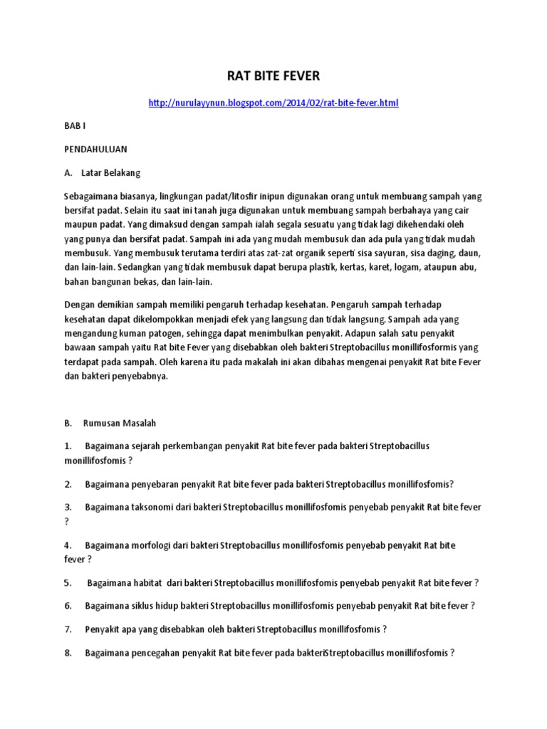THE RAT BITE FEVER BACTERIUM | PDF