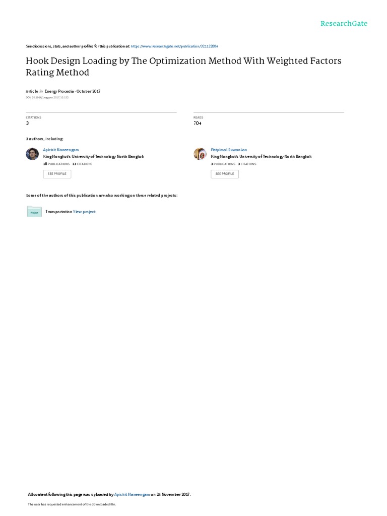 Hook Design Loading by The Optimization Method Wit PDF | PDF | Strength ...