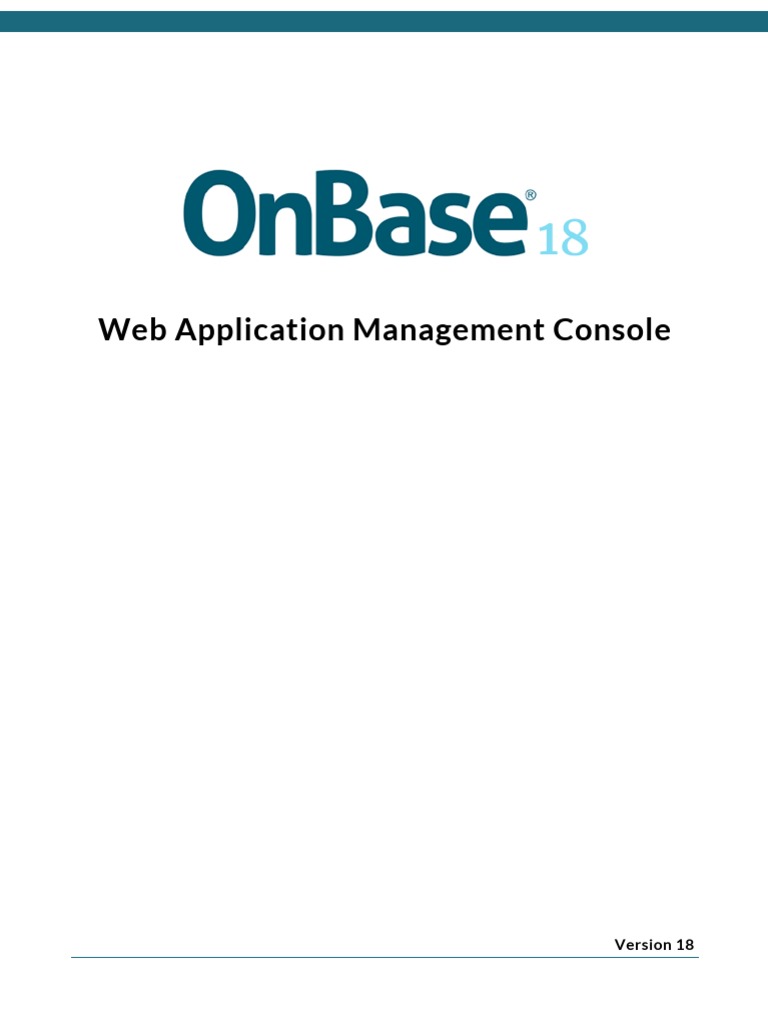 Web Application Management Console - Onbase 18 Module Reference Guide ...