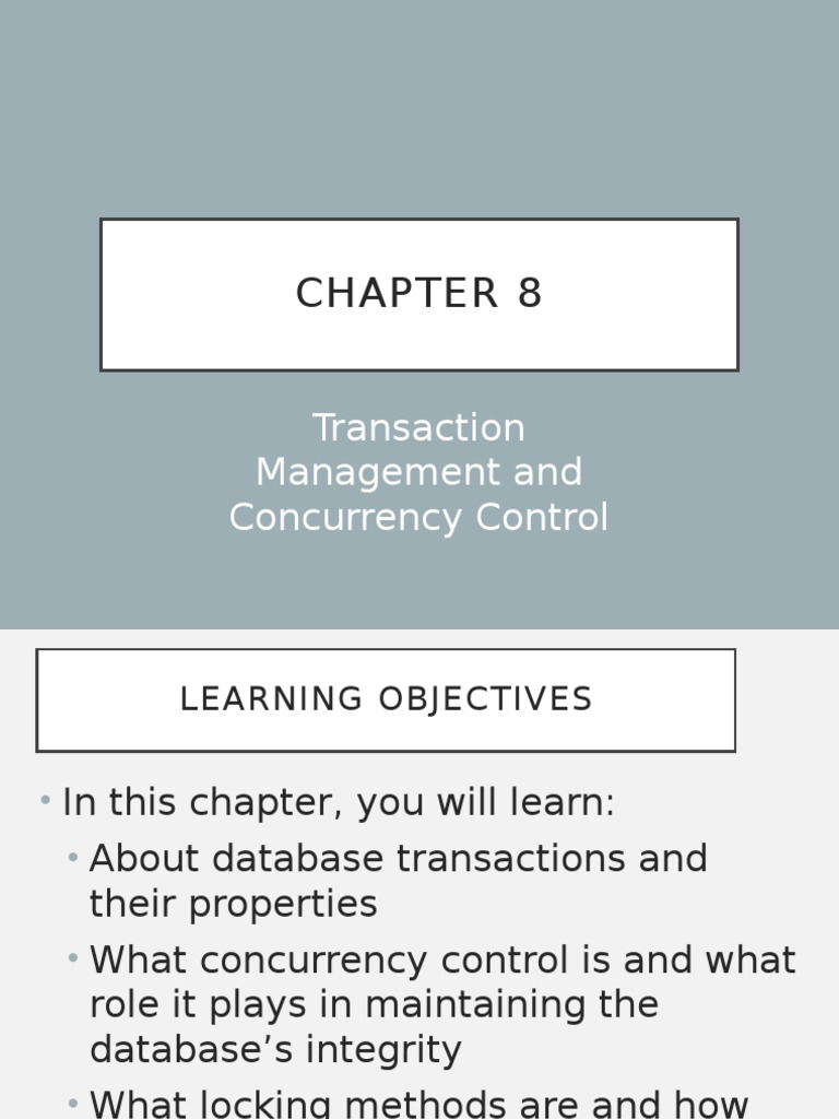 Chapter 9 Transactions Management and Concurrency Control | PDF | Database Transaction ...