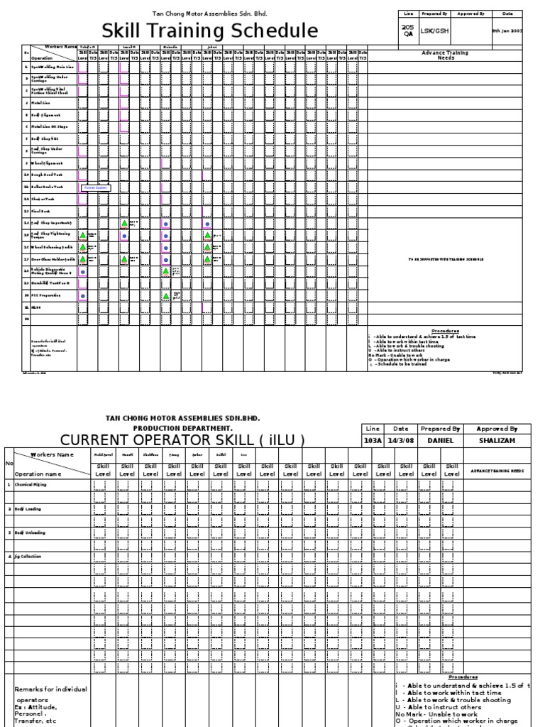Ilu Skill Chart | PDF | Automotive Industry | Manufactured Goods