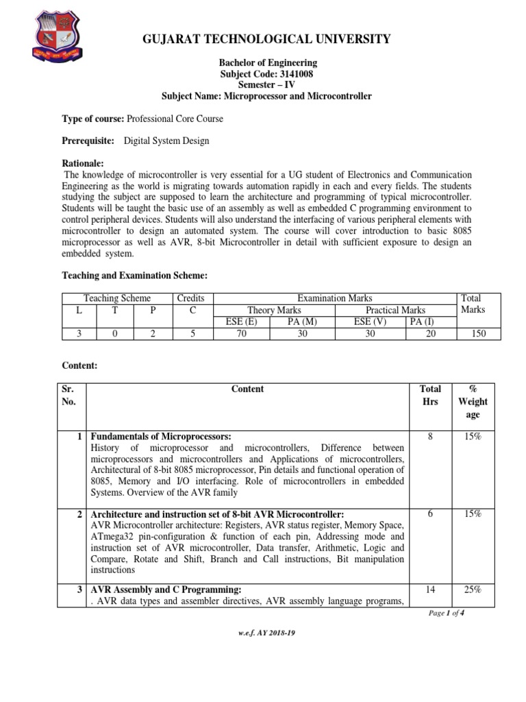 Microprocessor Microcontroller Syllabus | PDF Microprocessor Microcontroller Syllabus | PDF