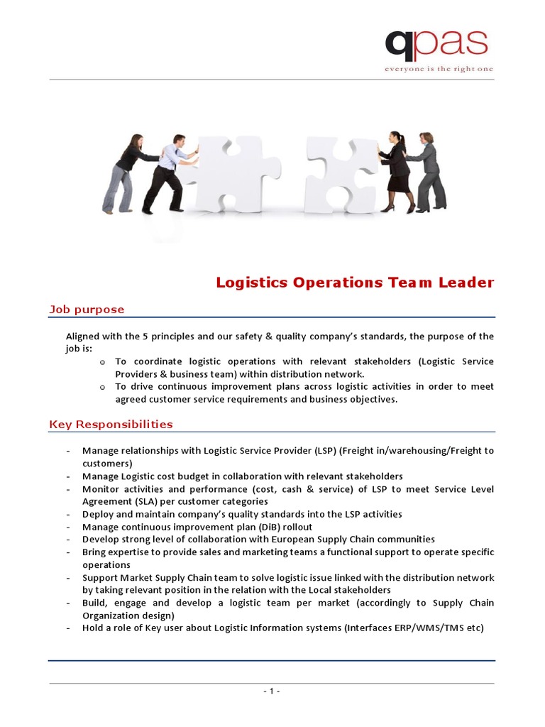 Logistics Operations Team Leader JD | PDF | Logistics | Operations ...