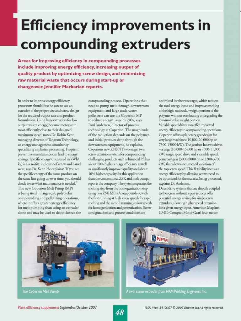 Efficiency Improvements in Compounding Extruders | PDF | Extrusion ...