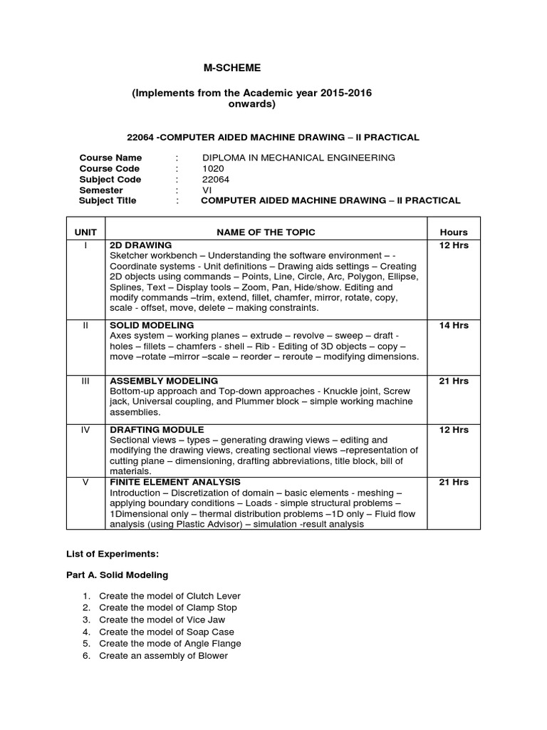 Syllabus Solidworks Pdf Machines Mechanical Engineering