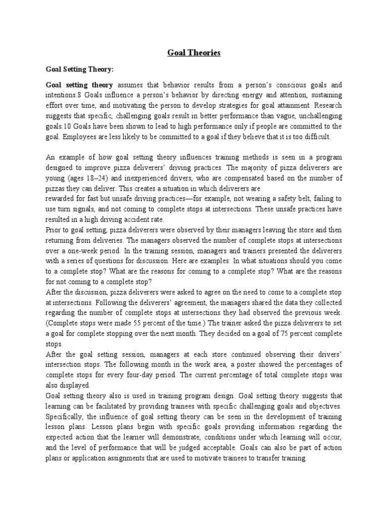 Goal Setting Theory | PDF | Goal Setting | Goal