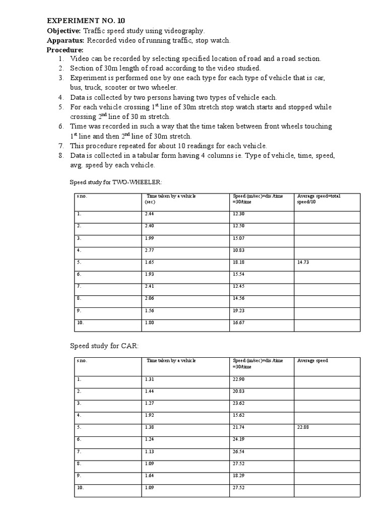 Traffic Speed Study | PDF | Traffic | Transportation Engineering