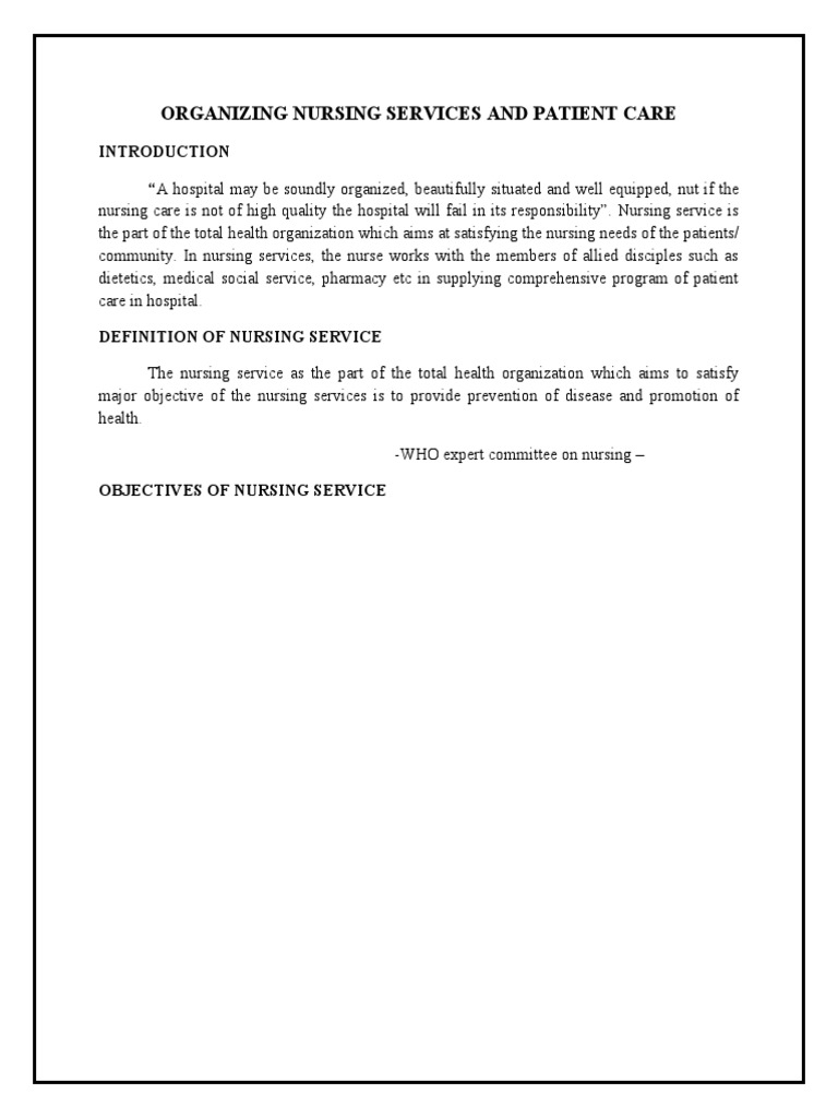 Organizing Nursing Services and Patient Car1 | PDF | Nursing | Health Care