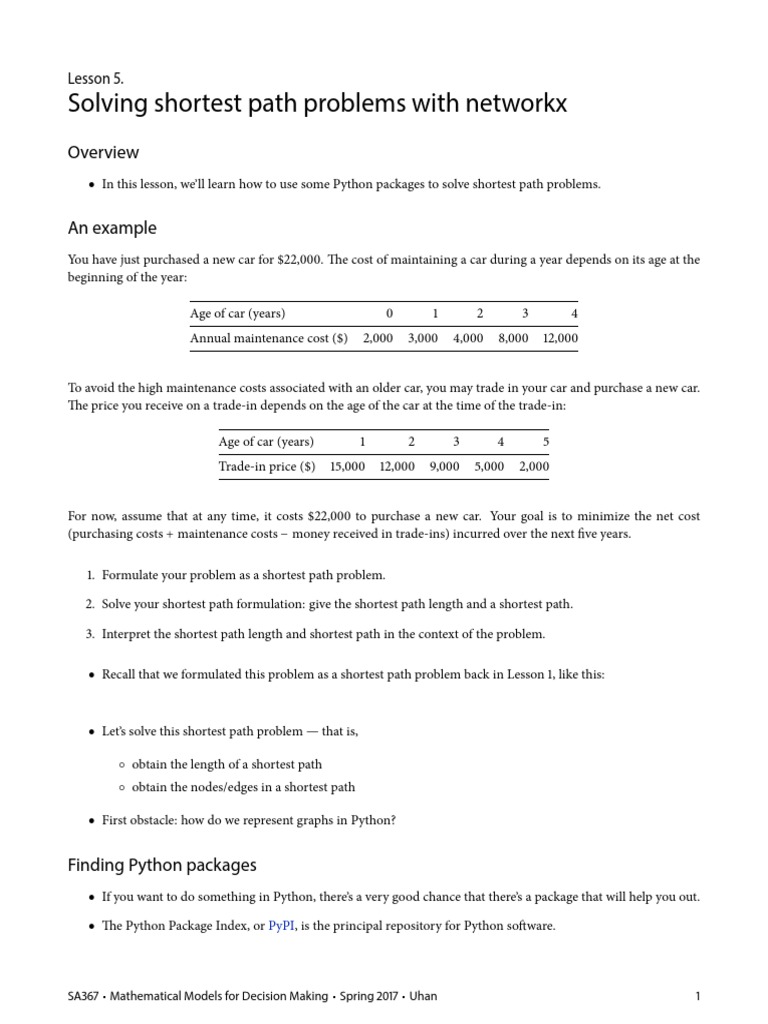 05 Solving Shortest Path Problems With Networkx - Completed PDF | PDF ...