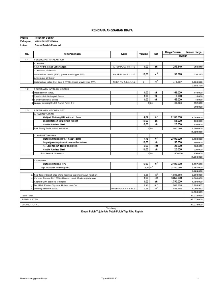 Rab Kitchen Set Utama PDF | PDF
