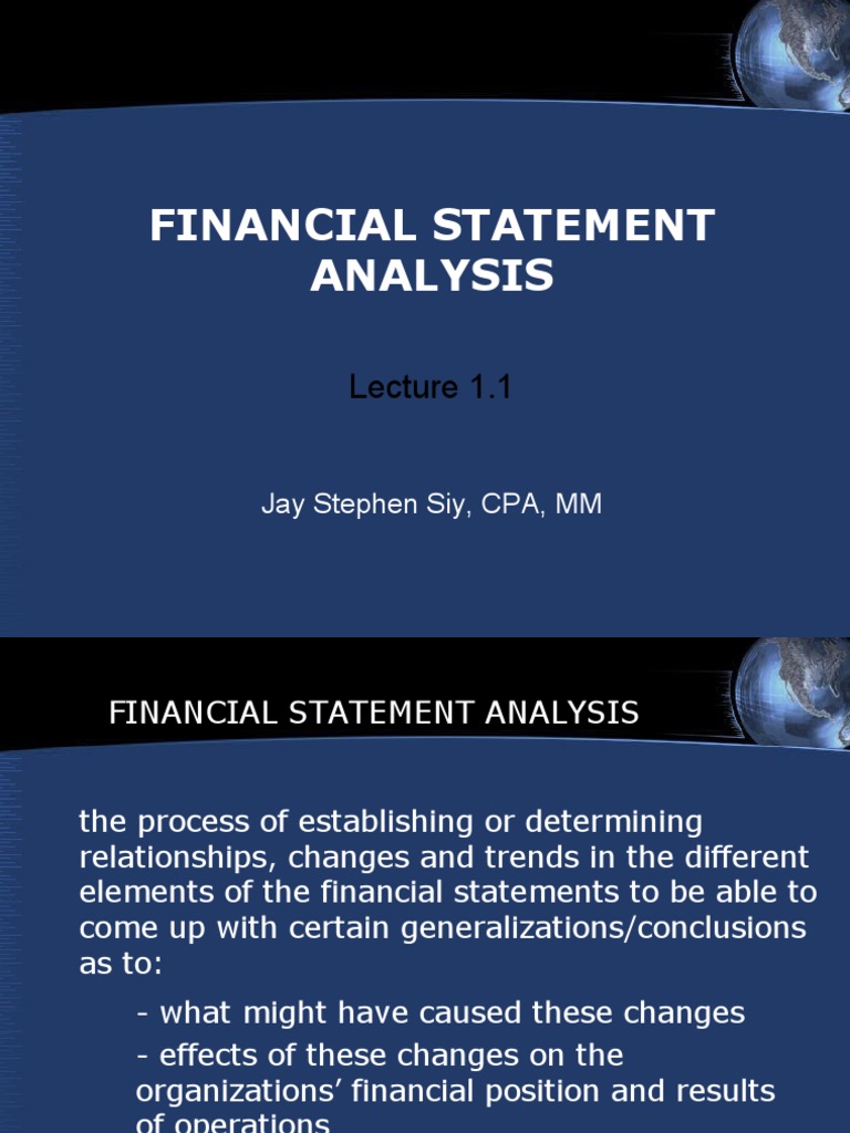Lecture 1.1 Financial Statement Analysis | PDF | Debt | Equity (Finance)