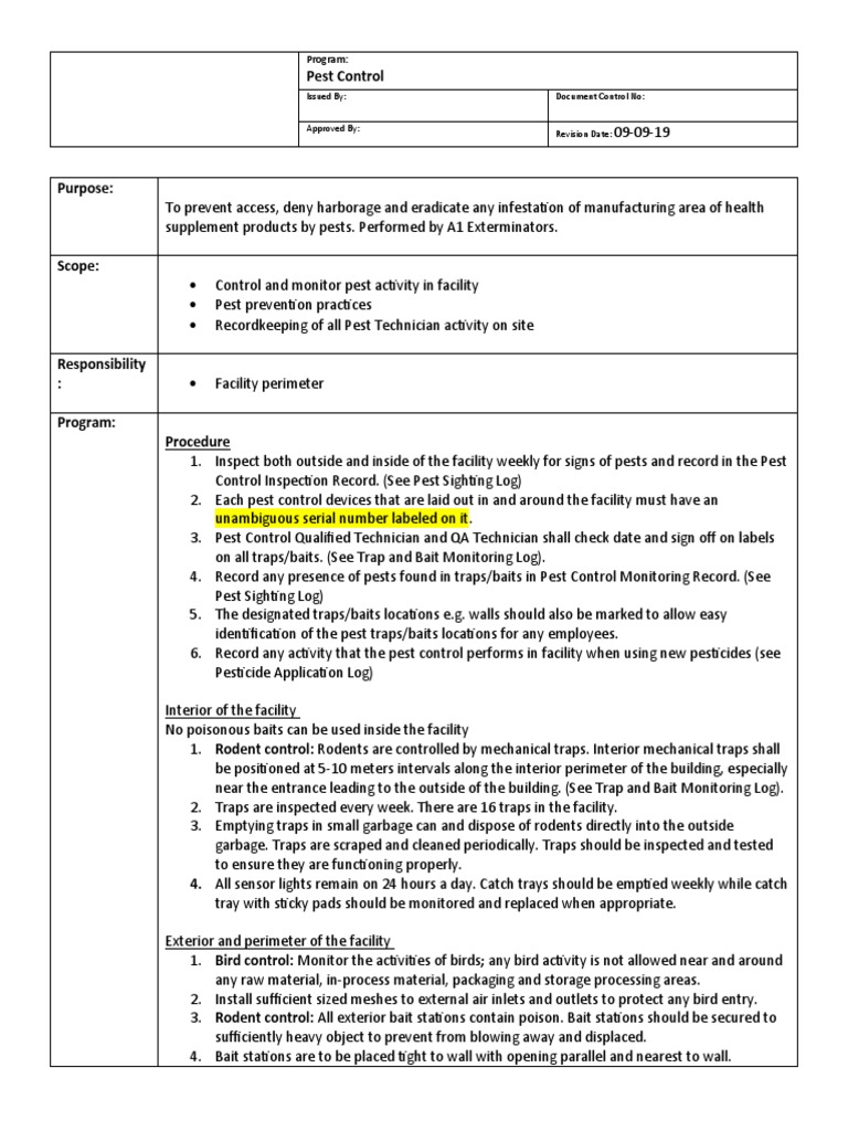Sop-Pest Control Clean | PDF | Pest Control | Nature
