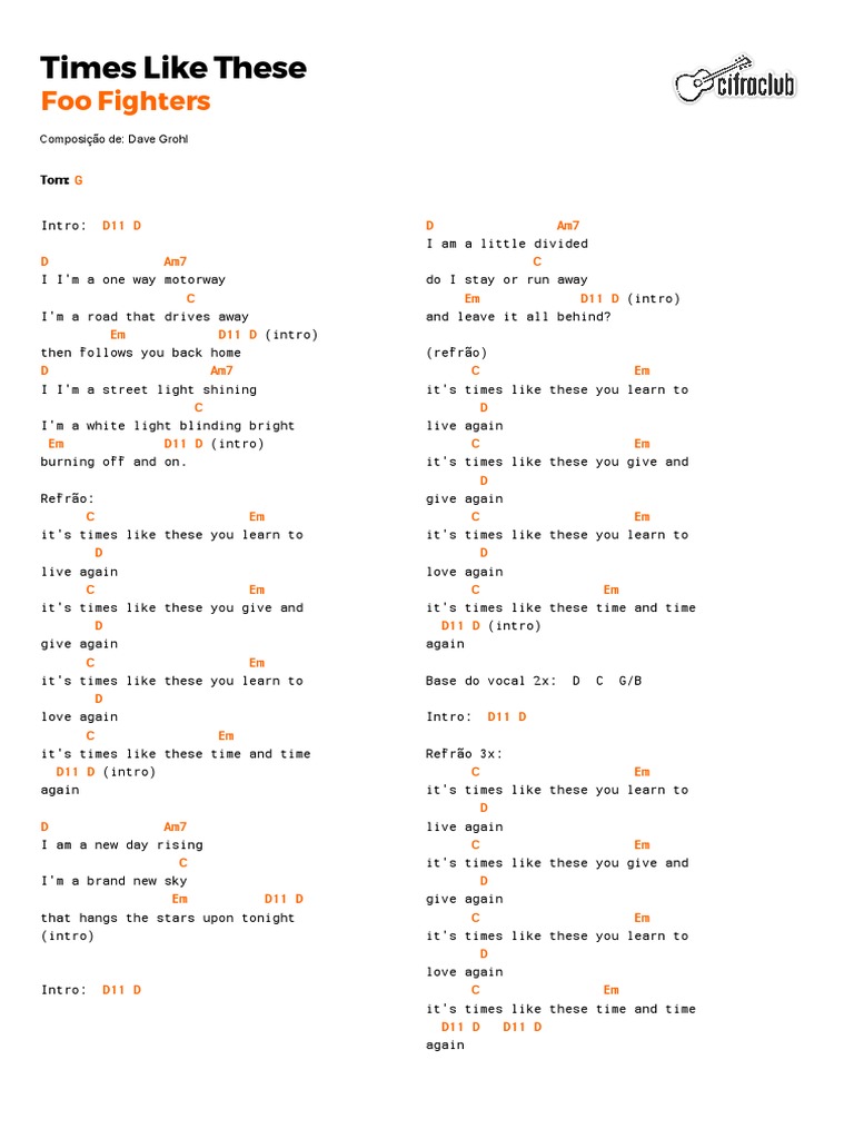Times Like These Guitar Chords
