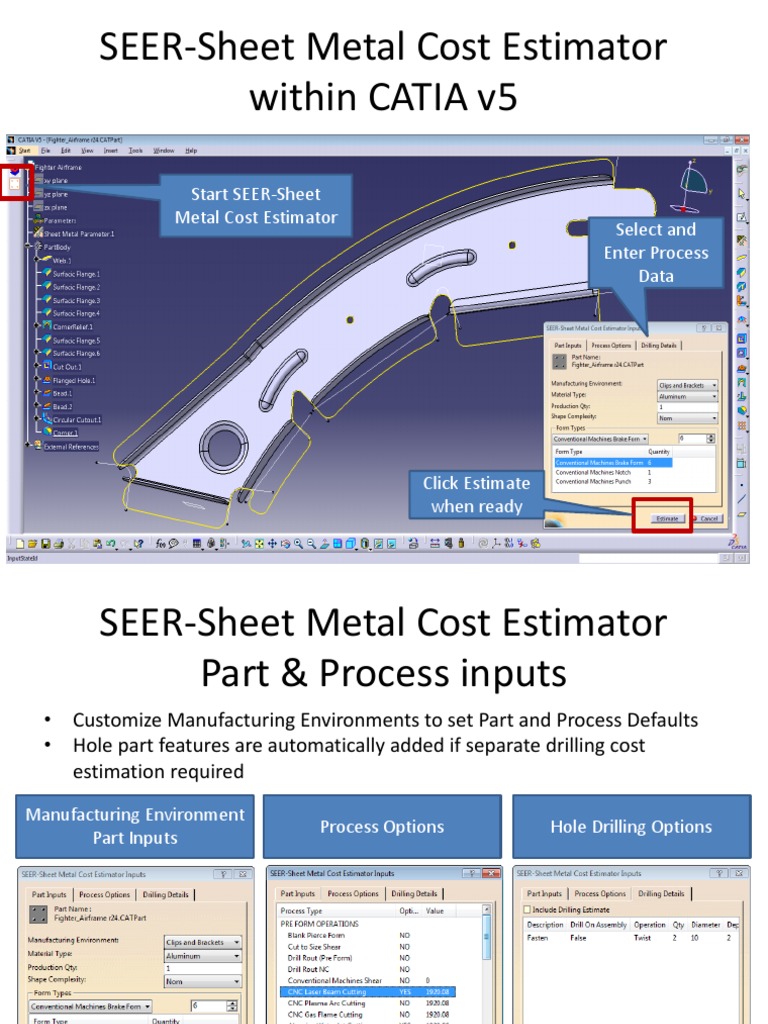 SEER-Sheet Metal Cost Estimator Overview | PDF | Spreadsheet | Estimator