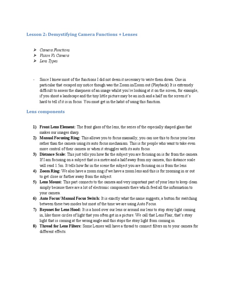 Lesson 2 - Demystifying Camera Functions and Lenses | PDF | Zoom Lens ... Lesson 2 - Demystifying Camera Functions and Lenses | PDF | Zoom Lens ...