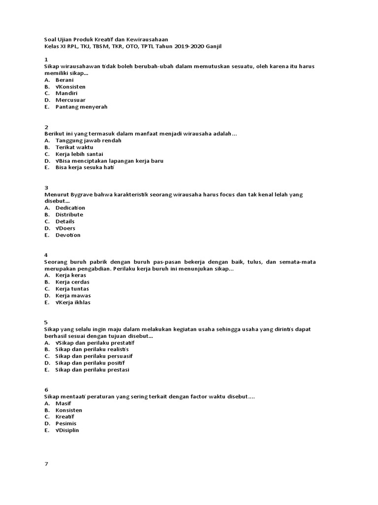 Soal PKK XI Latihan | PDF | Seni