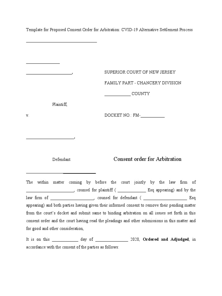 Draft Format of Consent Order For Arbitration | PDF | Arbitral Tribunal ...
