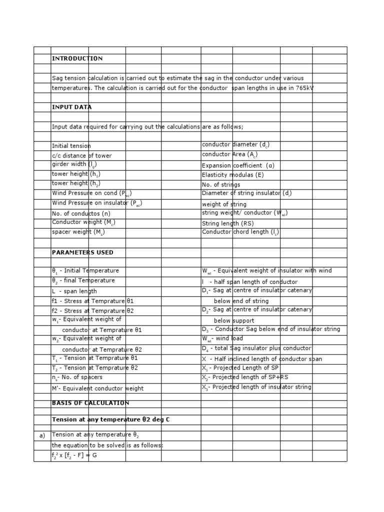 Sag Tension Calculations for 765kV Lines | PDF | Electrical Conductor ...