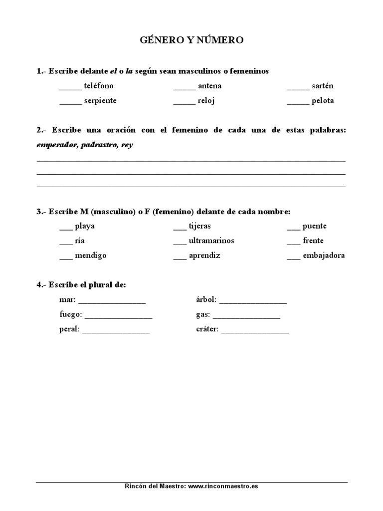 Gramática Género y Número PDF | PDF