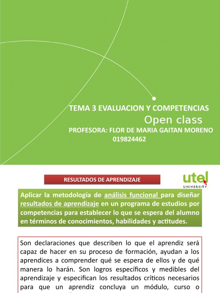 Open Class Tema 3 Utel | PDF | Evaluación | Aprendizaje