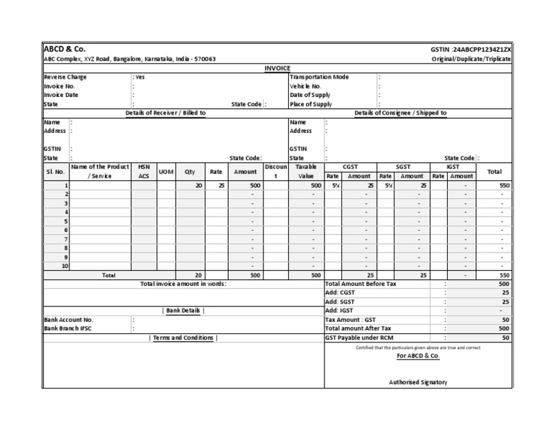 Simple GST Invoice Format in Excel PDF | PDF | Public Finance | Taxation