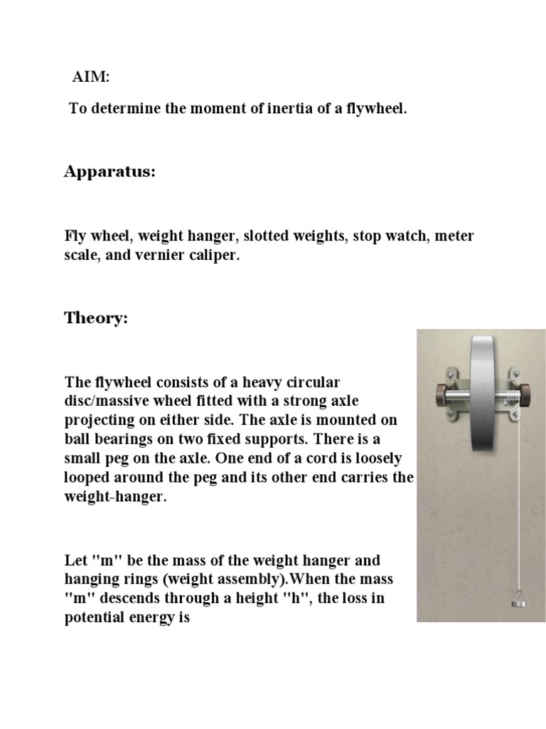 Determining the Moment of Inertia of a Flywheel Through Conservation of ...